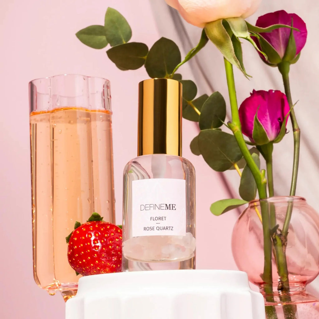 DefineMe Floret - Rose Quartz Crystal Infused Natural Perfume – Elevate ...